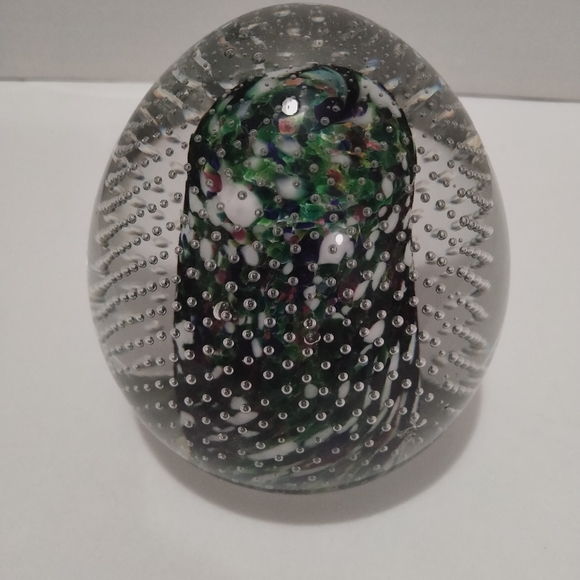 Art Glass | Art | Vintage Art Glass Controlled Bubble Paperweight ...